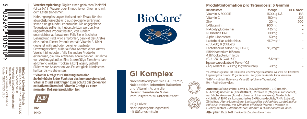 GI Komplex - 150g Pulver - BioCare Deutschland