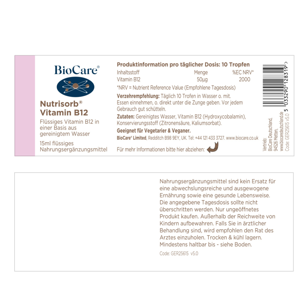 Nutrisorb Vitamin B12 - 15ml - BioCare Deutschland