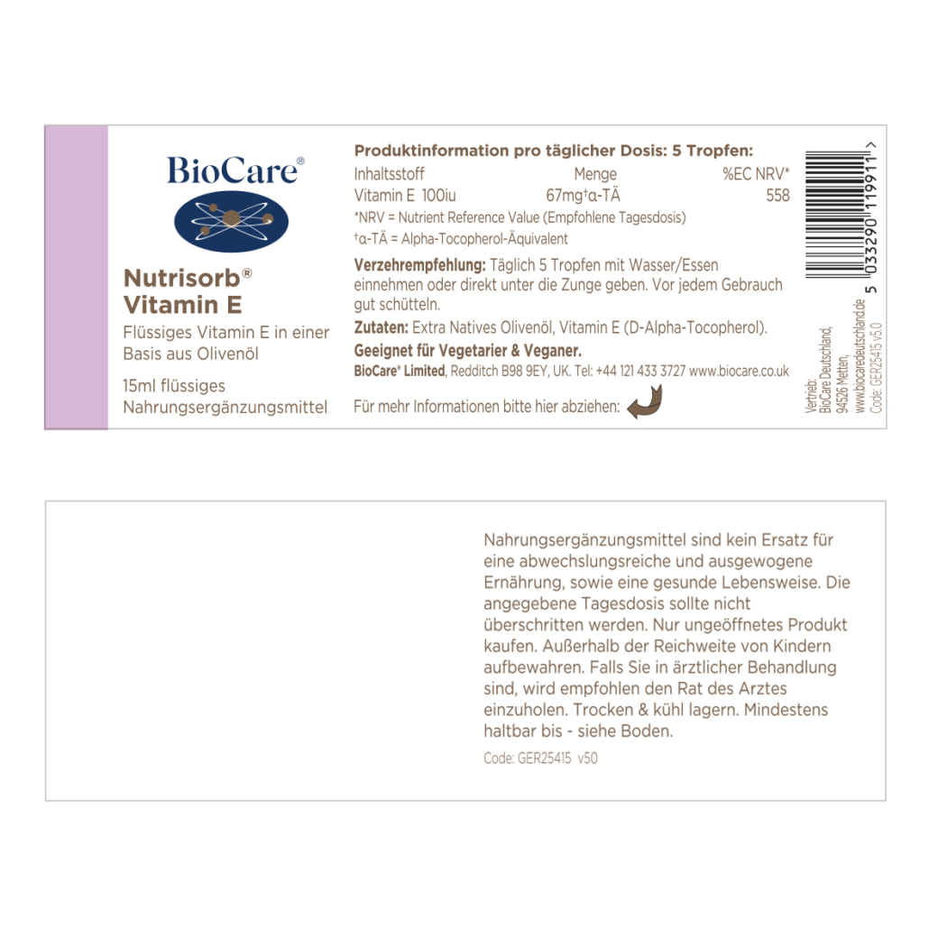 Nutrisorb Vitamin E - 15ml - BioCare Deutschland